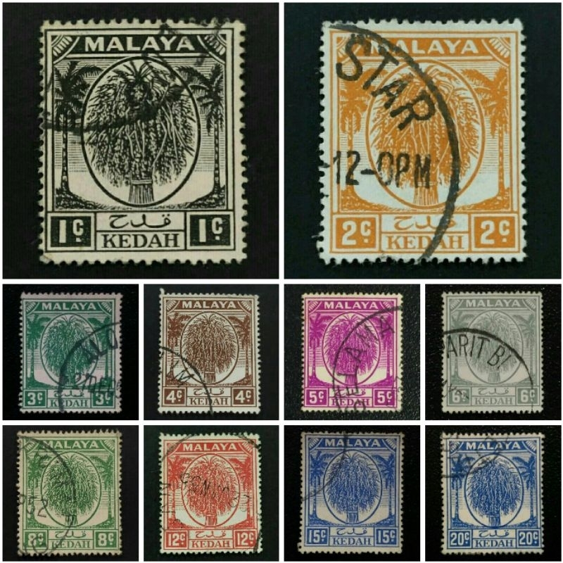 Special Price-1950-1955 Stamp Malaya Kedah-Used Stamp-1c & 2c.& 3c & 4c ...