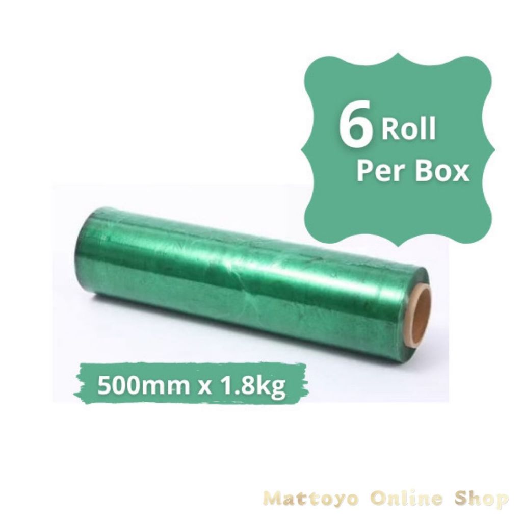 ( 6 ROLL ) GREEN COLOUR STRETCH FILM WRAPPING FILM 500MM X 1.8KG ...