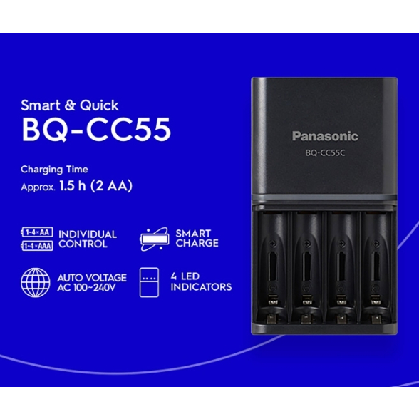 Panasonic Eneloop BATTERY Pro Smart 2HOUR Quick Charger 4 Cell AA AAA ...