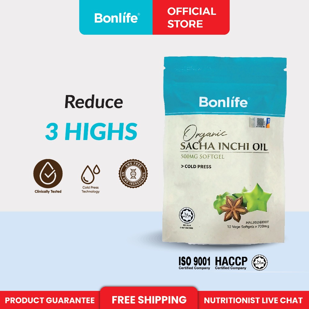 [TRAVEL PACK 10'S] Bonlife Organic Sacha Inchi Oil Softgel Vege Fish ...