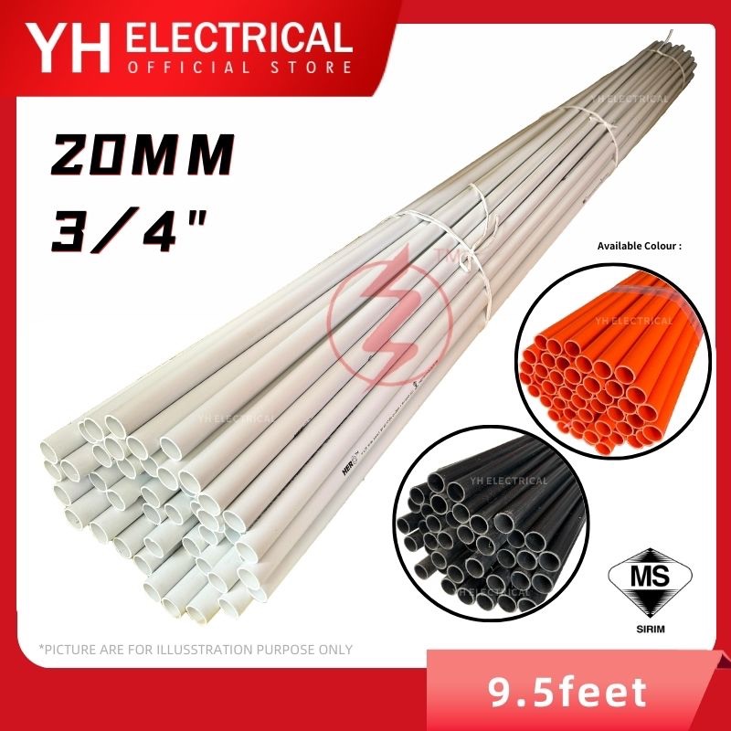 9.5feet 20mm 3/4" PVC Conduit pipe Electrical (SIRIM APPROVED) Paip ...