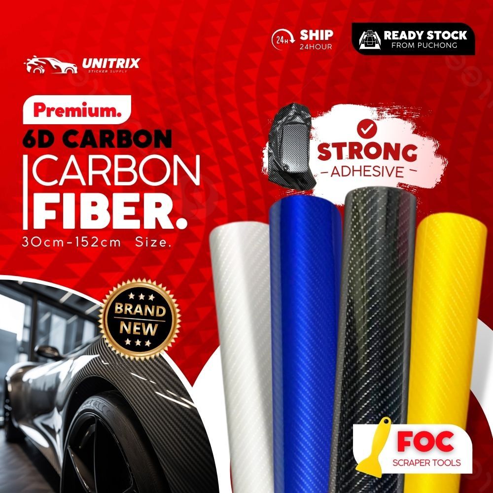 NEW CARBON FIBER STICKER UV GLOSS(152CM-CUSTOM)stiker motor/kereta ...