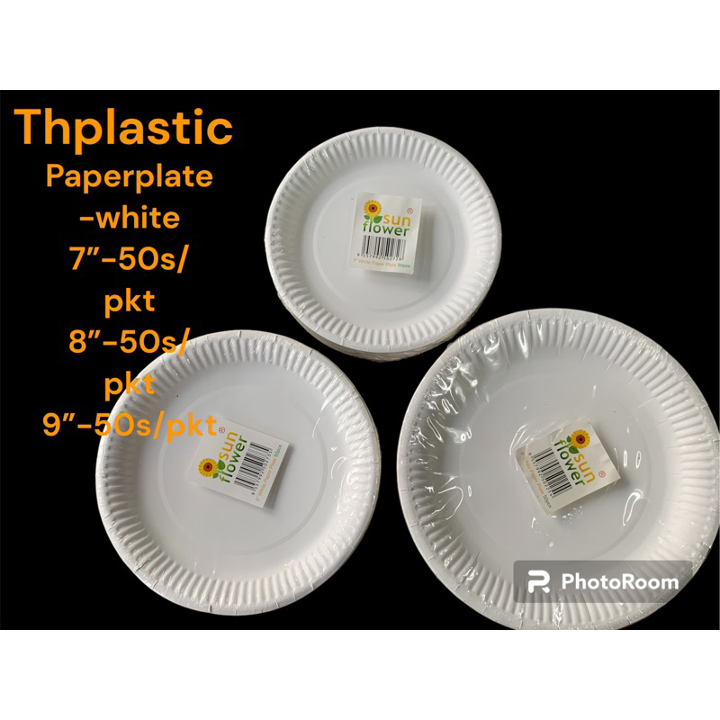 TH-Paperplate6”7"/ 8" / 9"-50pcs / Disposable Paper Plates /White Paper ...