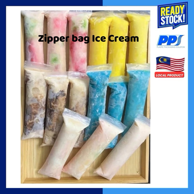 100pcs Zipper bag Ice Cream/ AISKRIM Zipper Ziplock/ Zipper Jelly Ball ...