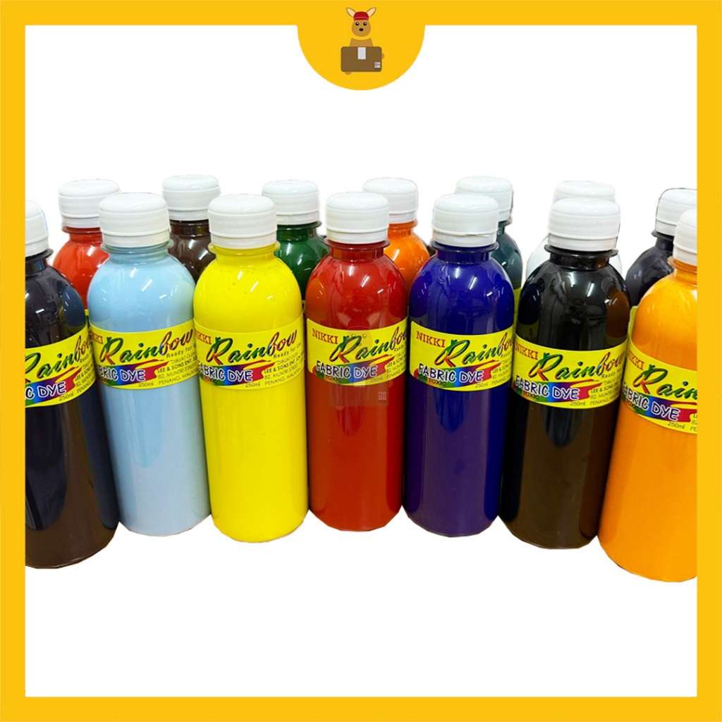 250ml NIKKI Rainbow Non Toxic Fabric Paint Pewarna Kain Colour Silk ...