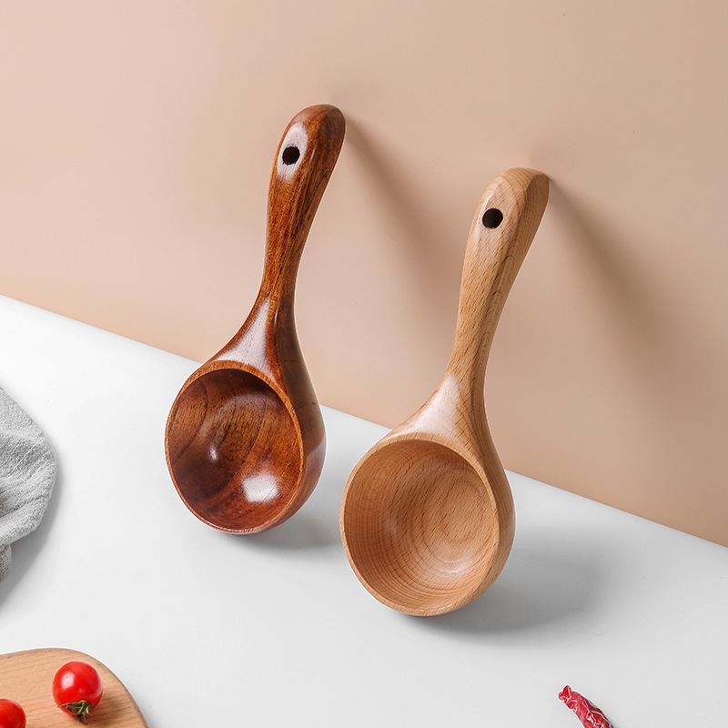 Wooden Water Spoon Household Solid Wood Ladle Wooden Handle sudip kayu ...
