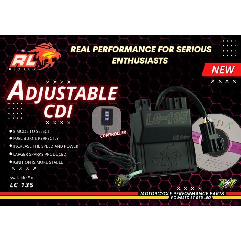 RED LEO LC135 Y125 WAVE125 DAN EX5 8 MODE ADJUSTABLE CDI IGNITION ...