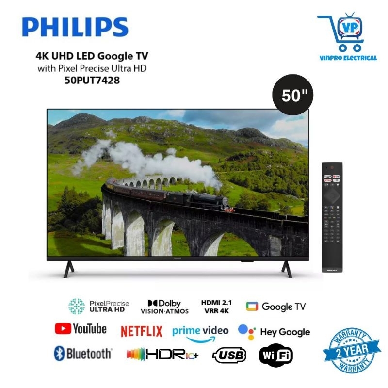 Philips 50PUT7428 50" 4K UHD Google TV | Shopee Malaysia