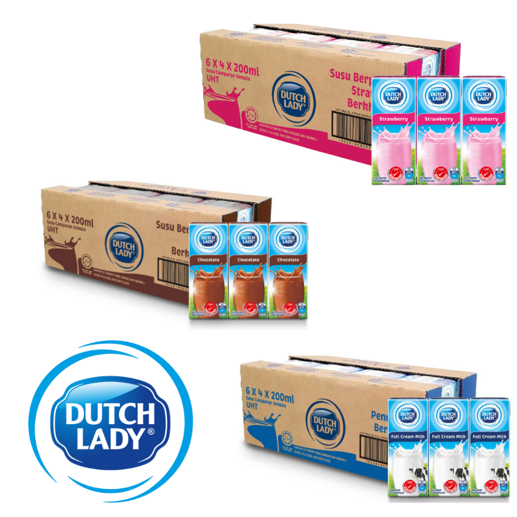 Dutch Lady Chocolate /Full Cream /Strawberry (200ml x 24 unit) Bulk | Shopee Malaysia