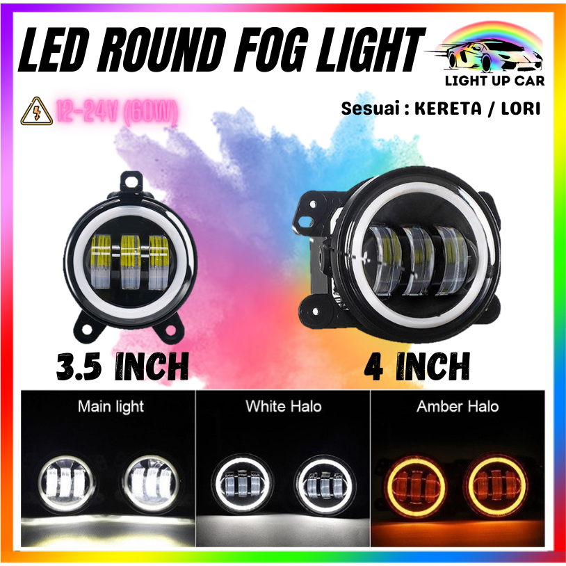 LED 4inch 3.5 inch Round Fog Lights 60W Yelllow White 12v 24v Lampu Led ...