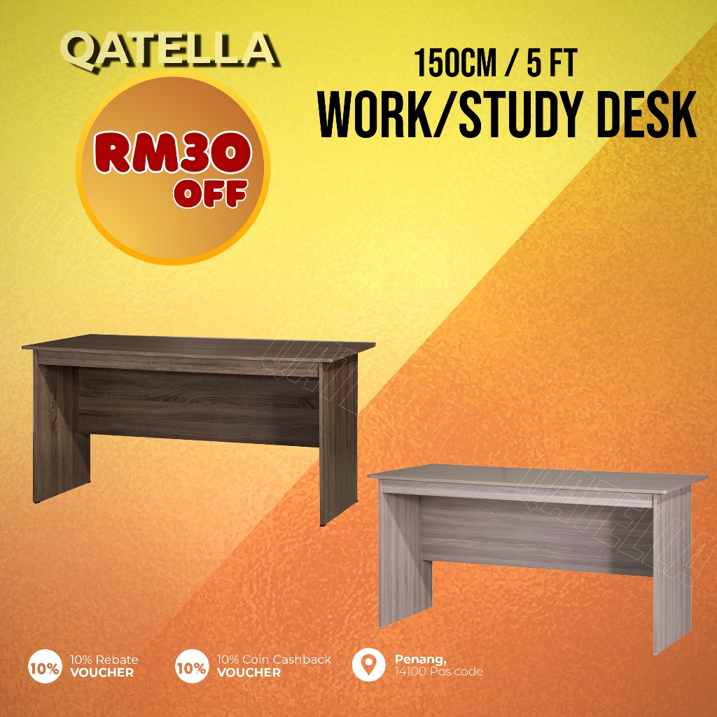 Qatella 150cm/5 FT Study Table/Study Desk/Workstation/Meja Belajar/Meja ...
