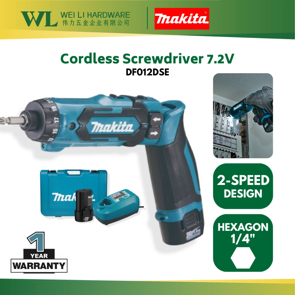 MAKITA DF012DSE Cordless Drill / Mini drill / Mesin Screwdriver ...