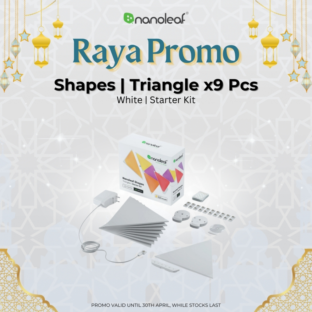 NANOLEAF Shapes Triangle Starter Kit [9 Panels] Wall Light for ...