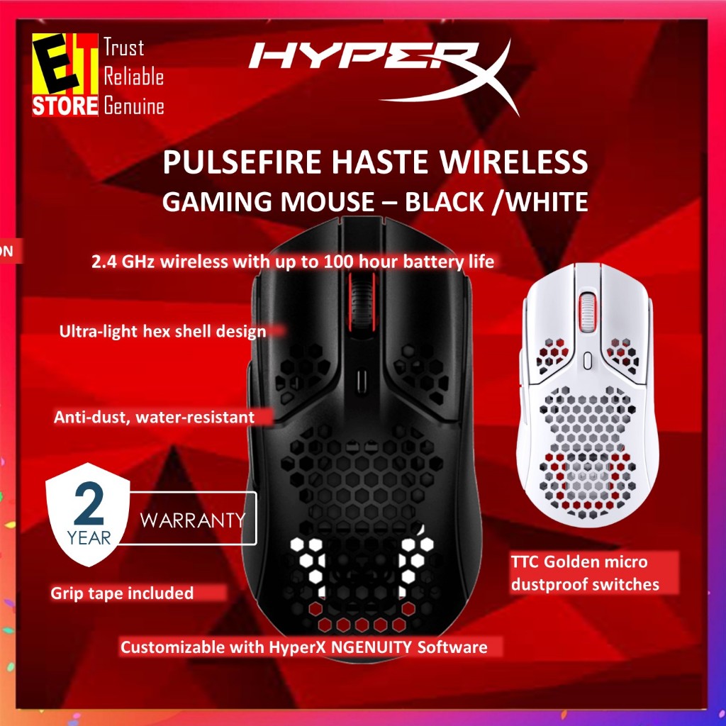 HyperX GAMING MOUSE Pulsefire Haste Wireless Black / White (4P5D7AA ...
