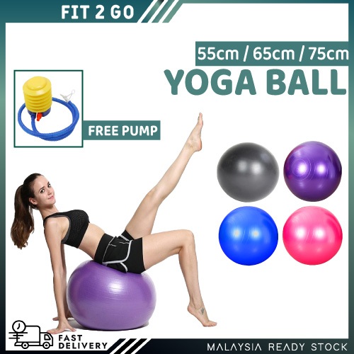 Fitness Sports Yoga Ball (FREE PUMP) Pilates Balance Fitball Exercise ...