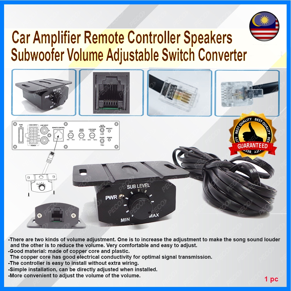 (1 Pcs) Car Amplifier Remote Controller Speakers Subwoofer Volume ...