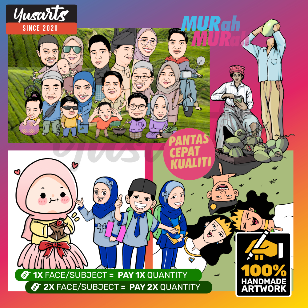 (PER PERSON) Servis Lukis Kartun Digital | Digital Cartoon Drawing ...