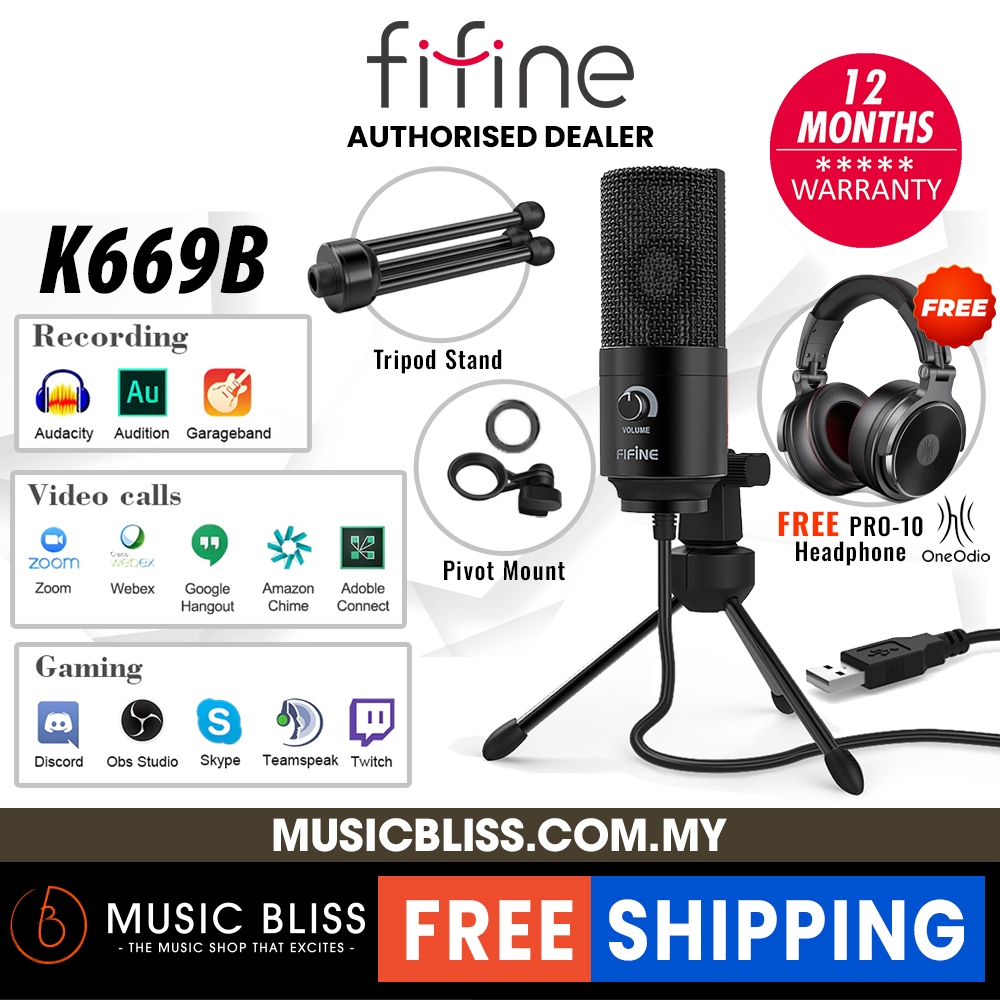 FIFINE K669B USB Microphone, Metal Condenser Recording Microphone for MAC or Windows, Studio ...