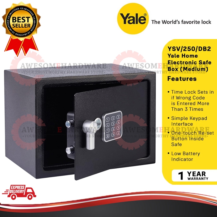 (MEDIUM) YALE YSV/250/DB2 HOME VALUE ELECTRONIC SAFE BOX SECURITY SAFETY BOX SAFES PETI SELAMAT ...