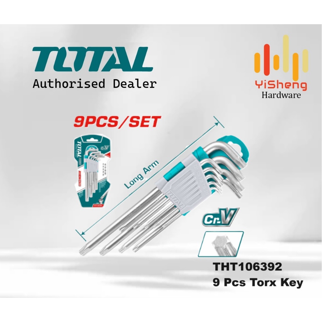 TOTAL THT106392 9pcs Long Arm Torx Key / Size T10 - T50 | Shopee Malaysia