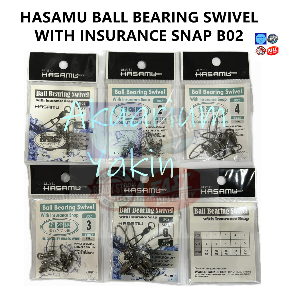 4077 HASAMU BALL BEARING SWIVEL WITH INSURANCE SNAP B02 FISHING HOOK ...
