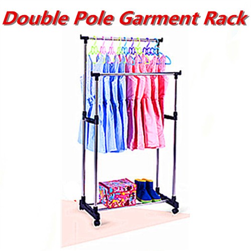 Stainless Steel Double Pole Garment Rack Clothes Rack Standard Model ...