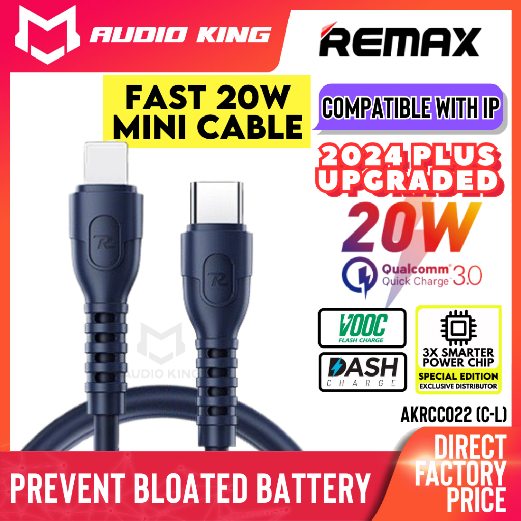 REMAX Mini Short Super PD Fast Charging Type C - L Data Cable 20W Cabel ...