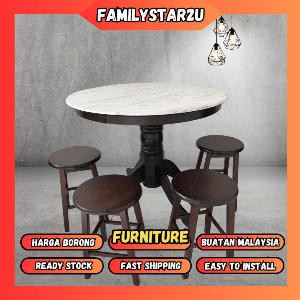 ️FS2U 915 + 18" Stool Esotop Marble Round Esotop Marble Table 4 Stools ...