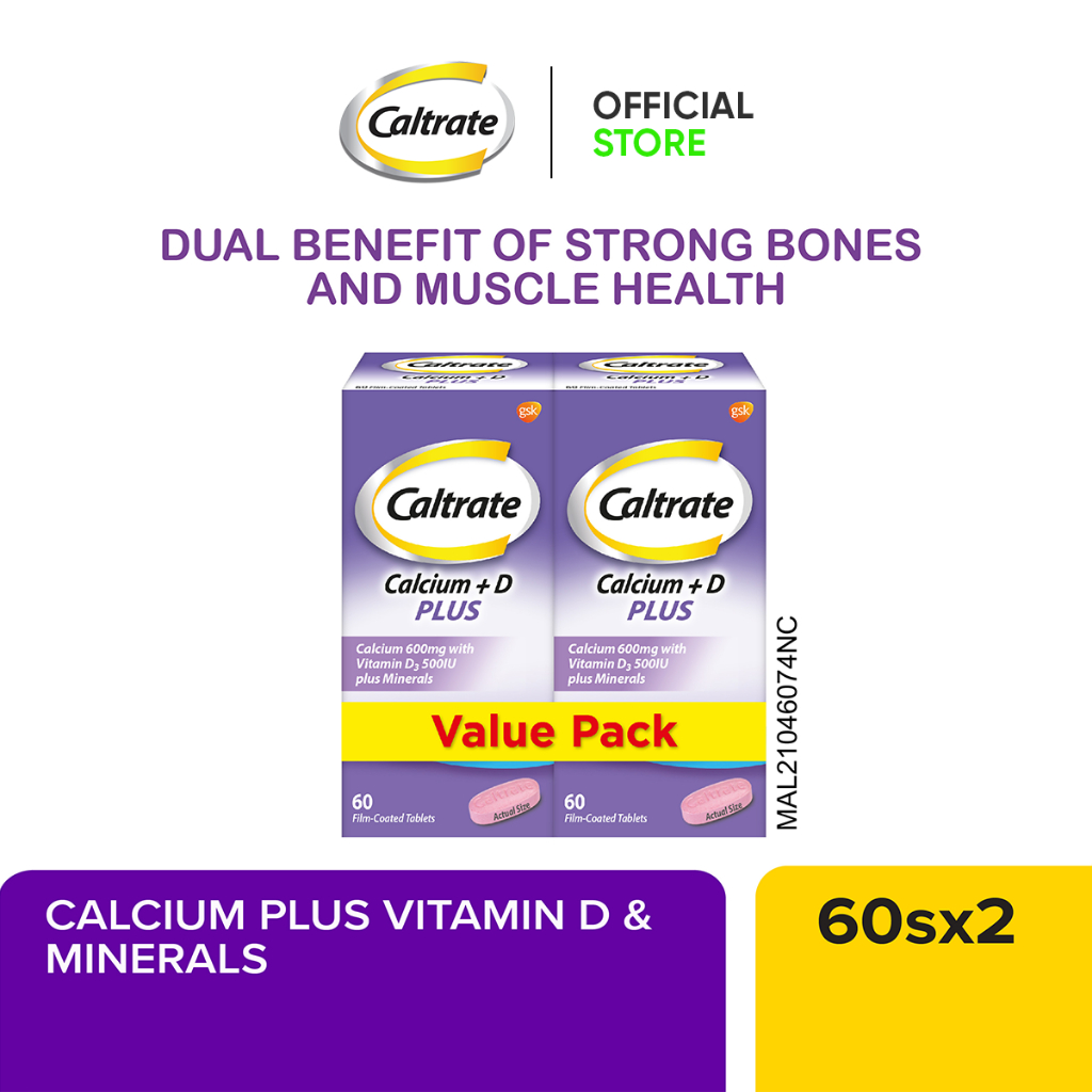 Caltrate 600 Plus Calcium Dietary Supplement For Bone Health With ...