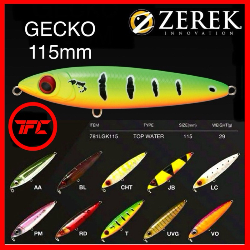 ZEREK Gecko 115mm 29g Pencil Lure Rattle Loud Sound Walk The Dog Zig ...