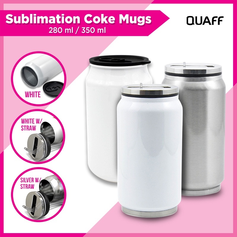 Coke Mug QUAFF Sublimation Coated Aluminum Stainless Steel White and ...