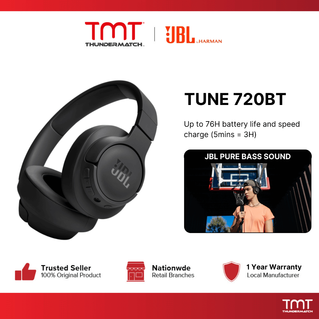 JBL Tune 720BT / Tune 710BT Wireless Over-Ear Headphones with Built-in Microphone | Shopee Malaysia