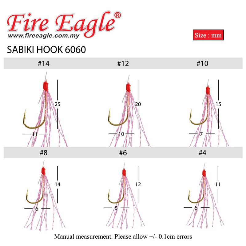 Fire Eagle Sabiki Hook Rig 6060 Mata Kail Perambut Pancing Tajam ...