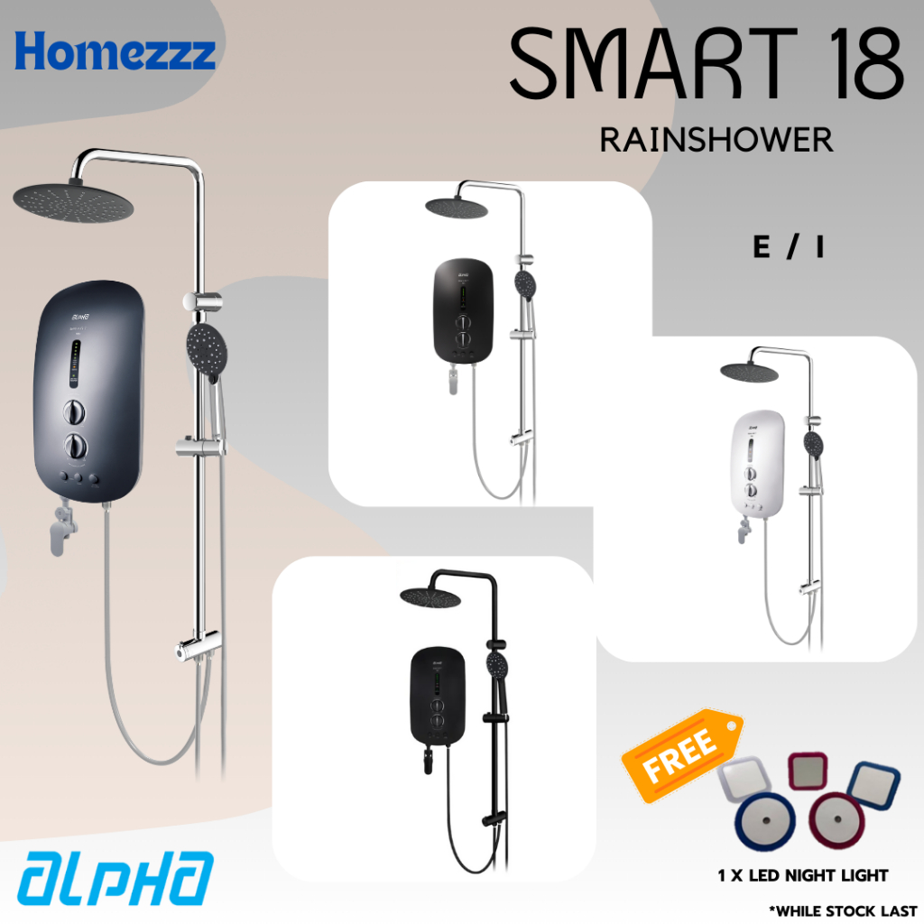 ALPHA - SMART 18 E / i Plus Rain Shower Instant Water Heater Non Pump / DC Pump | Shopee Malaysia