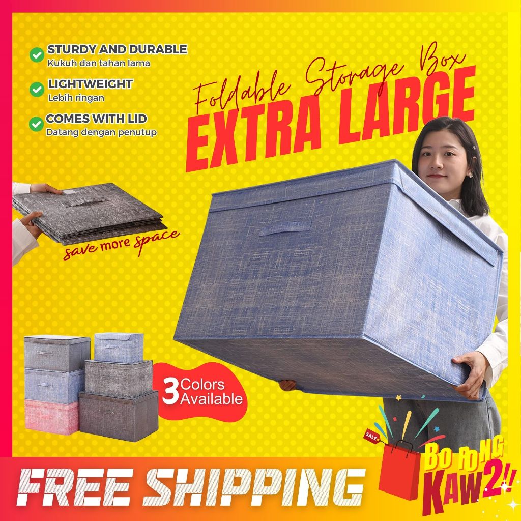 BKK Foldable Fabric Storage Box 30 / 60 / 72 / 120 Liter Extra Large ...