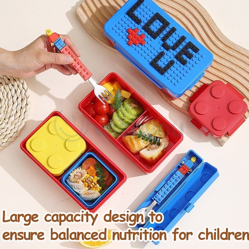 【24H】Lego Building Block Bento Lunch Box with Bag for Kids Bento Box ...