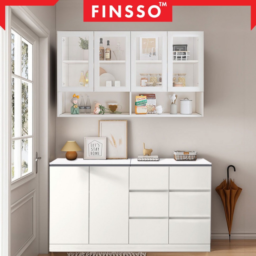 High Gloss kitchen cabinet with Waterproof Surface | Wall Shelves | Kabinet Dapur | Industrial ...