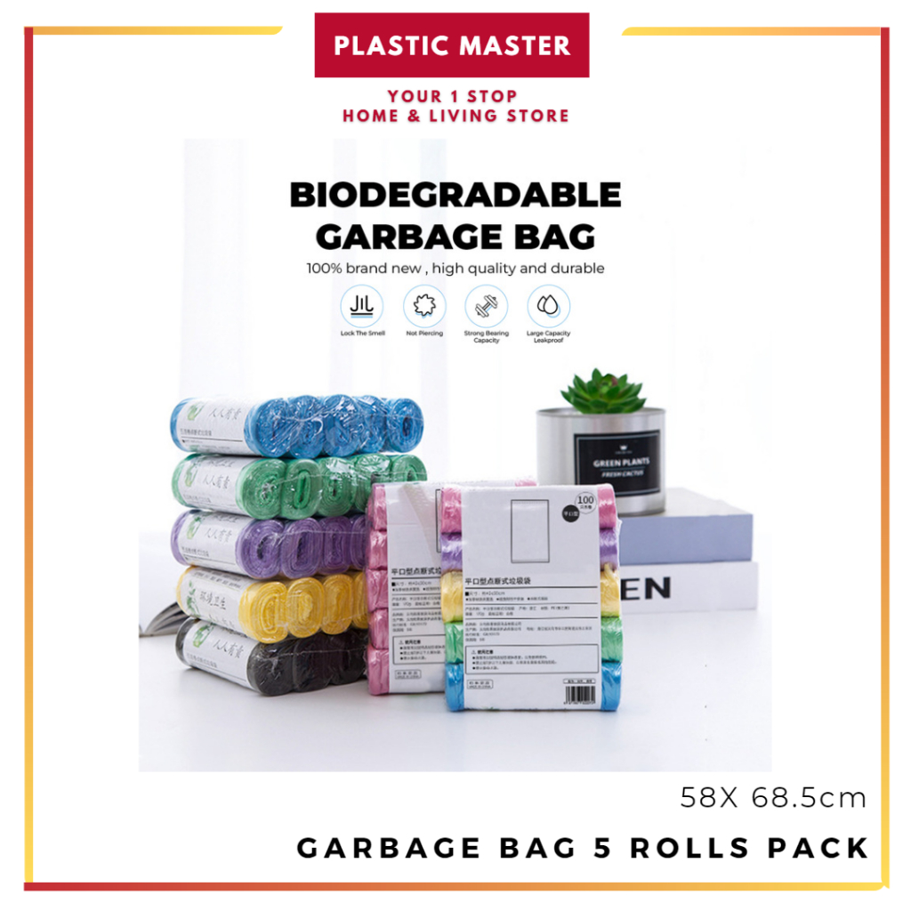 Garbage Bag 5 Rolls Pack Trash Rubbish Bags Plastic Bag Household ...