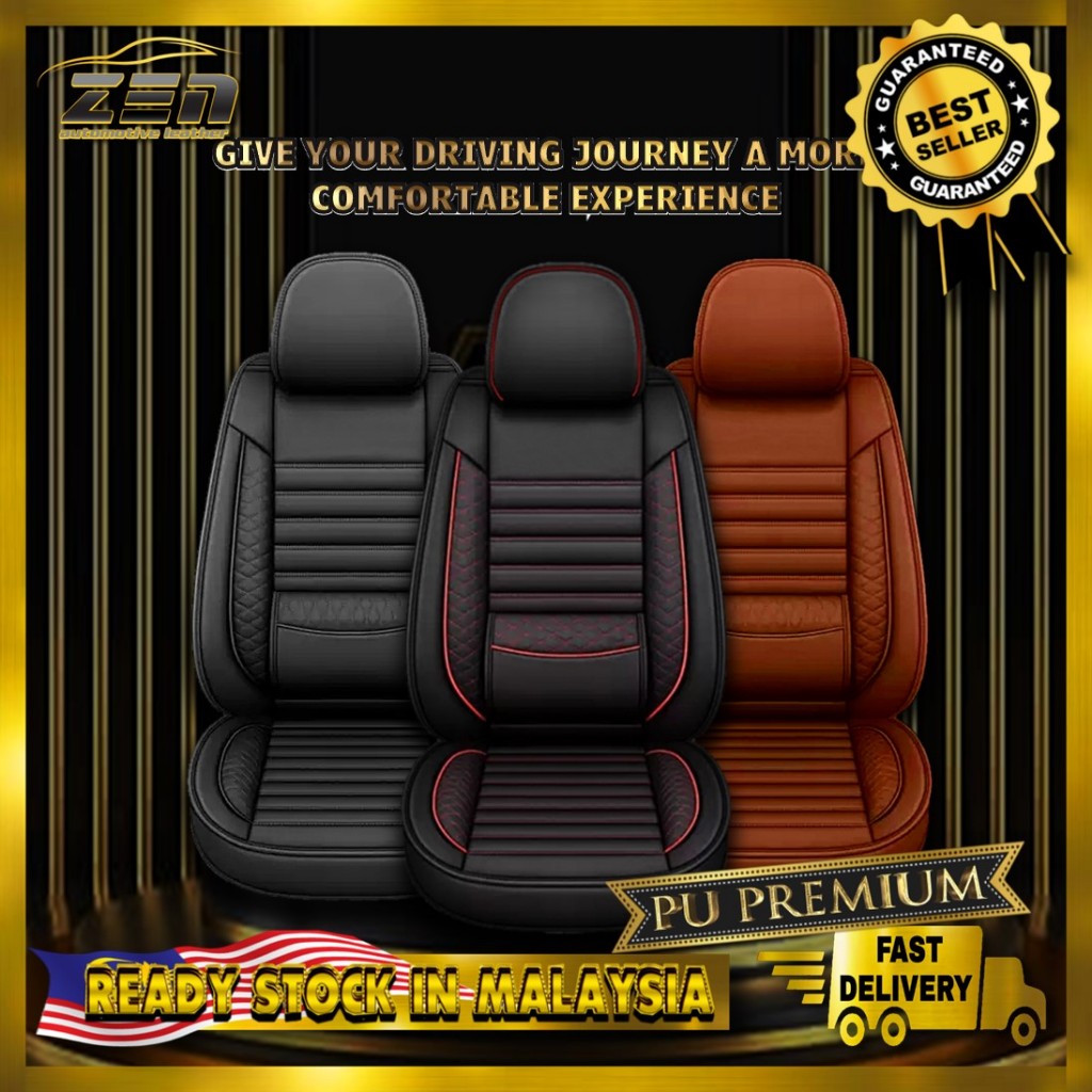ZEN 7D series PU PREMIUM LEATHER Universal Car Seat Cover - 5-Seater ...