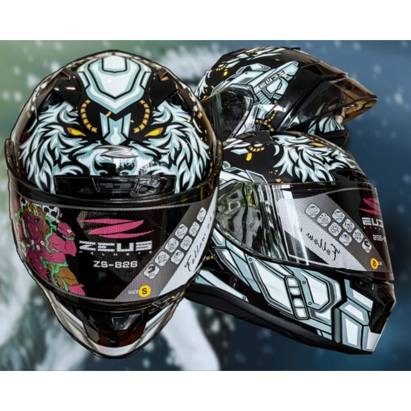 ZEUS HELMET ZS-826 WOLF DESIGN (FREE MERCHANDISE) | Shopee Malaysia
