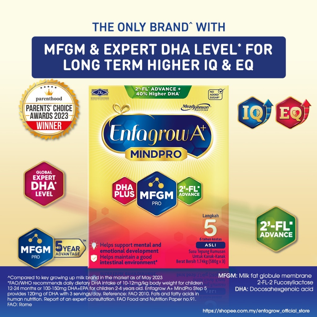 Enfagrow A+ MindPro 2'-FL Step 5 - Original Susu Milk Formula Powder (1 ...