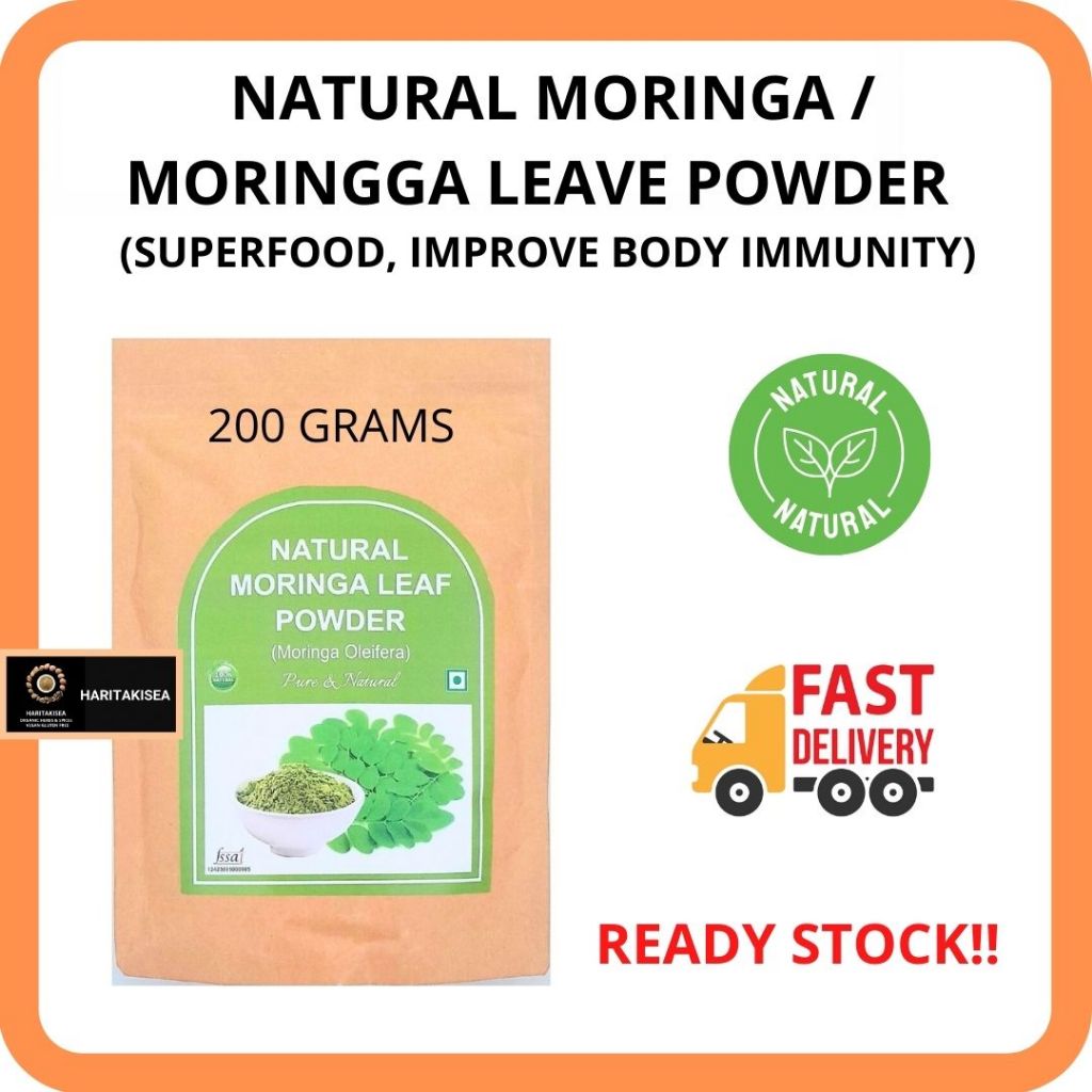 PURE NATURAL MORINGGA (MORINGA) LEAF POWDER 200 GMS (Food Grade, Serbuk ...