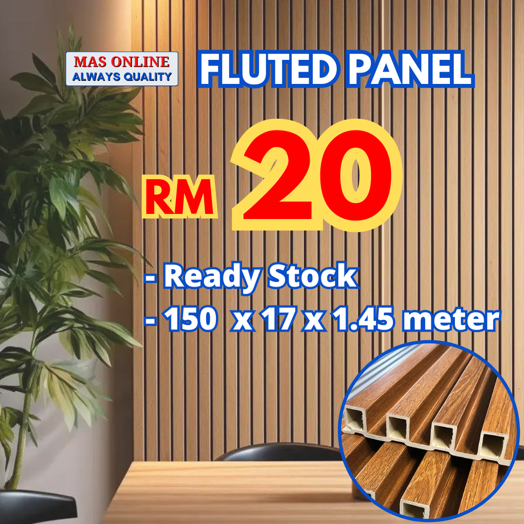 Panel Dinding WPC Fluted panel Fluted Wall Panel PVC Wall Panel 2.9m ...