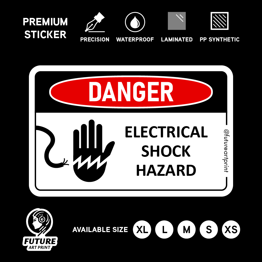 Danger Electrical Shock Hazard. High Voltage Electric. Wire Cable Hand ...