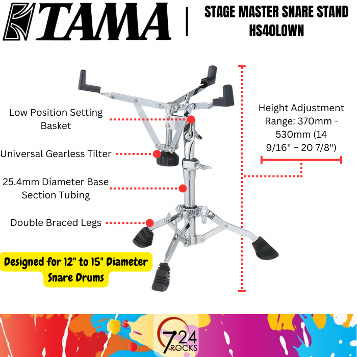 TAMA drum hardware Tama HS40LOWN Stage Master Low Snare Stand 724ROCKS ...
