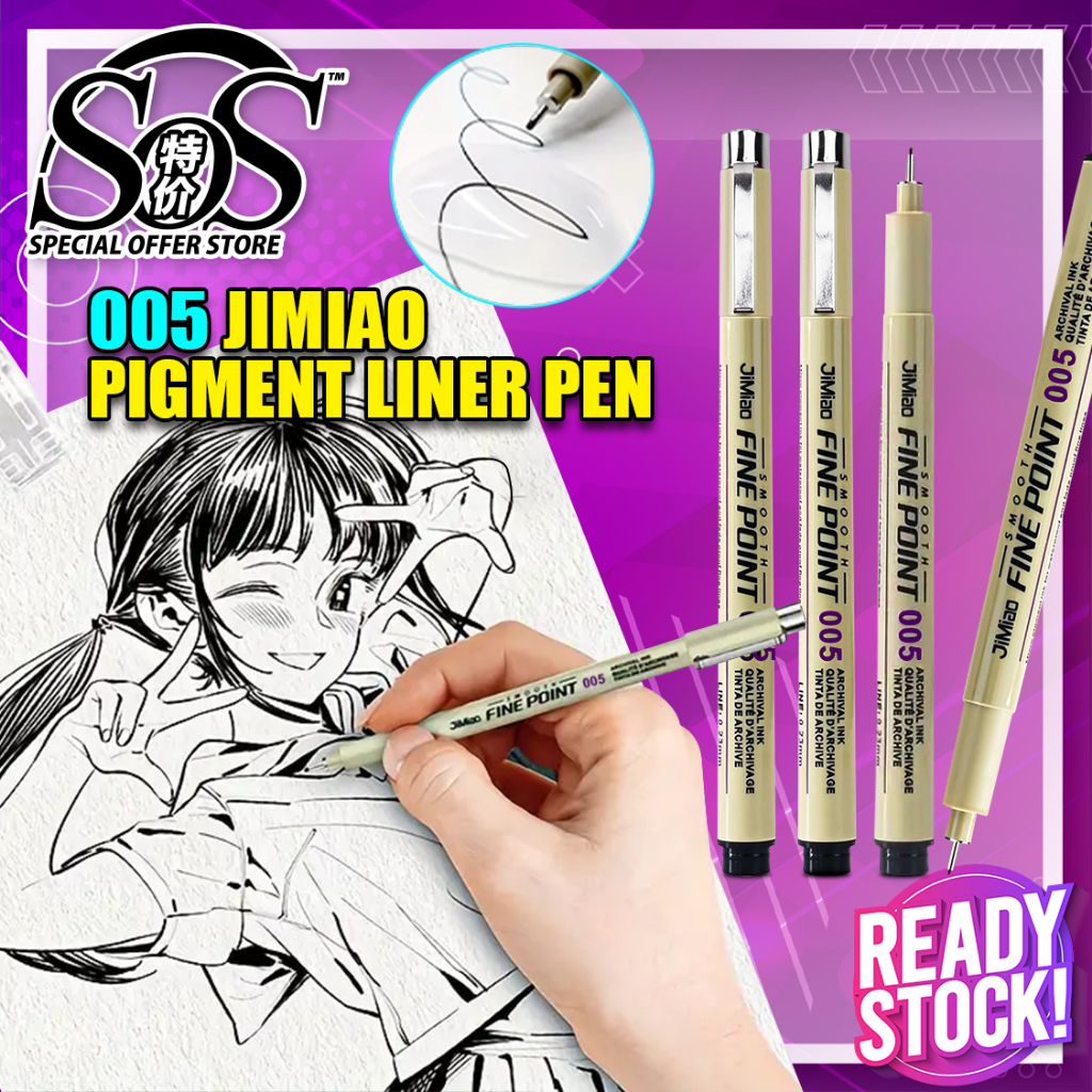 0.25 Jimiao Pigment Linner Pen Waterproof Pigma Black Fineliner ...