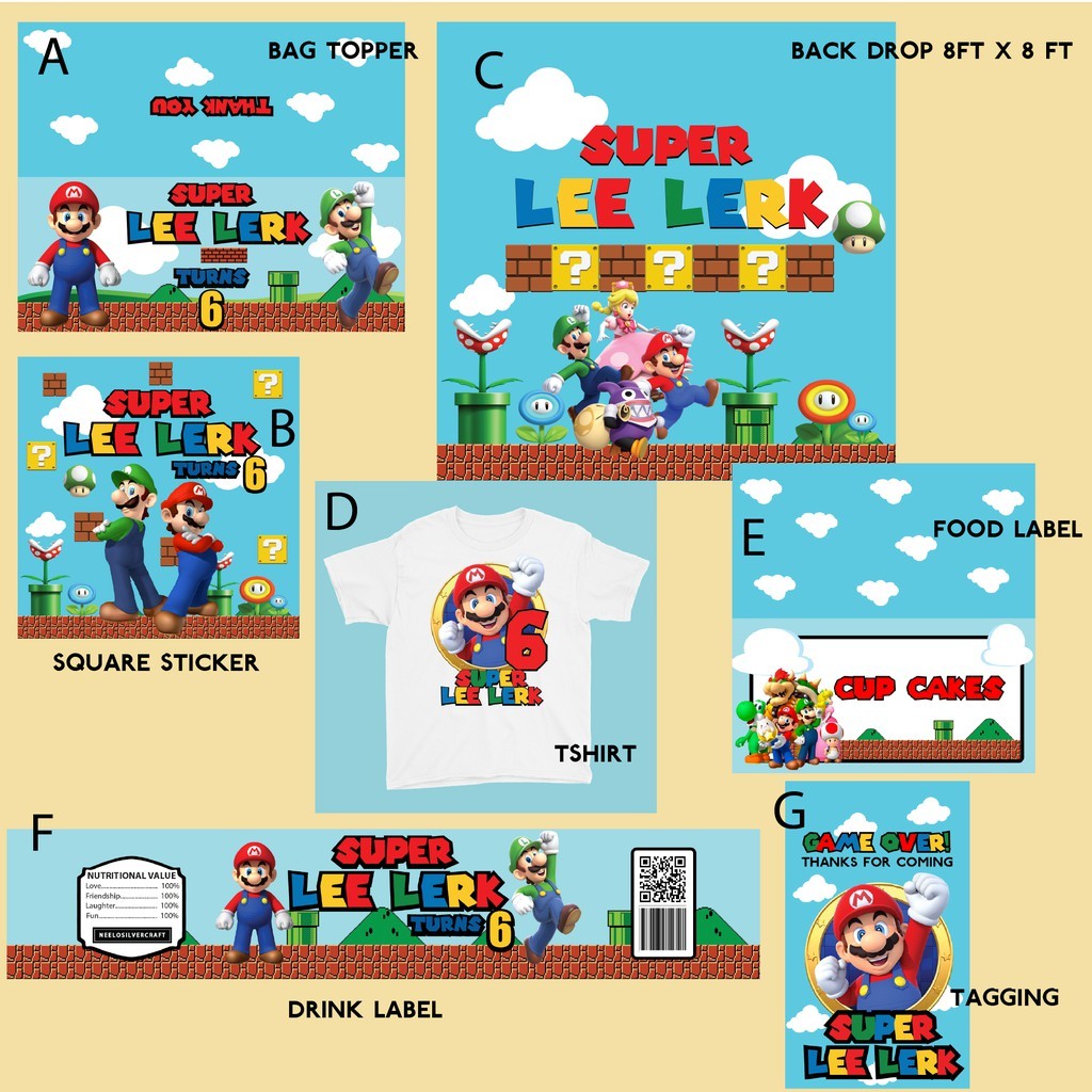 Super Mario Birthday Party Kit Printable and Decorations | Shopee Malaysia