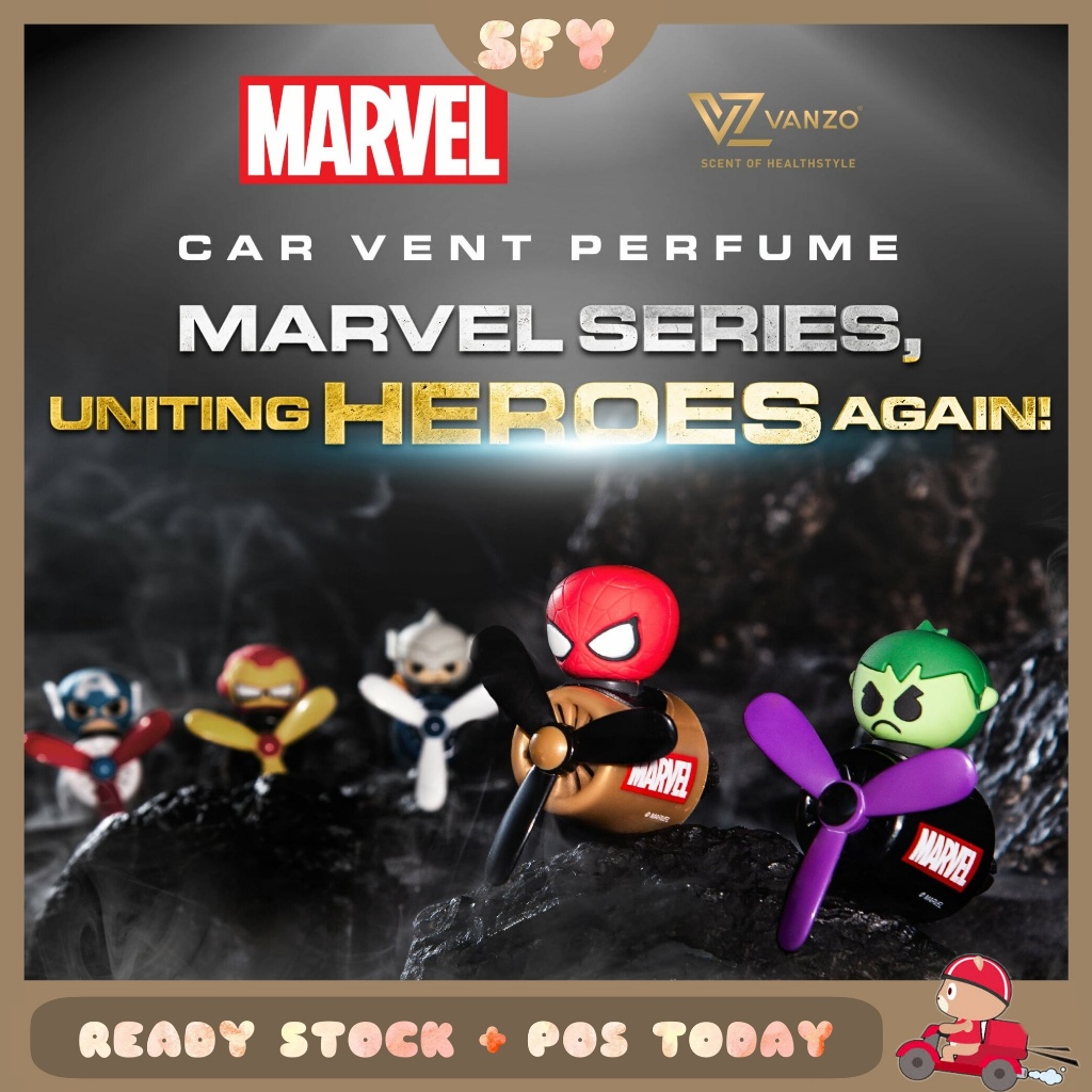 VANZO Marvel Series Car Vent Perfume 4g x 2 CAPTAIN AMERICA THOR IRON ...