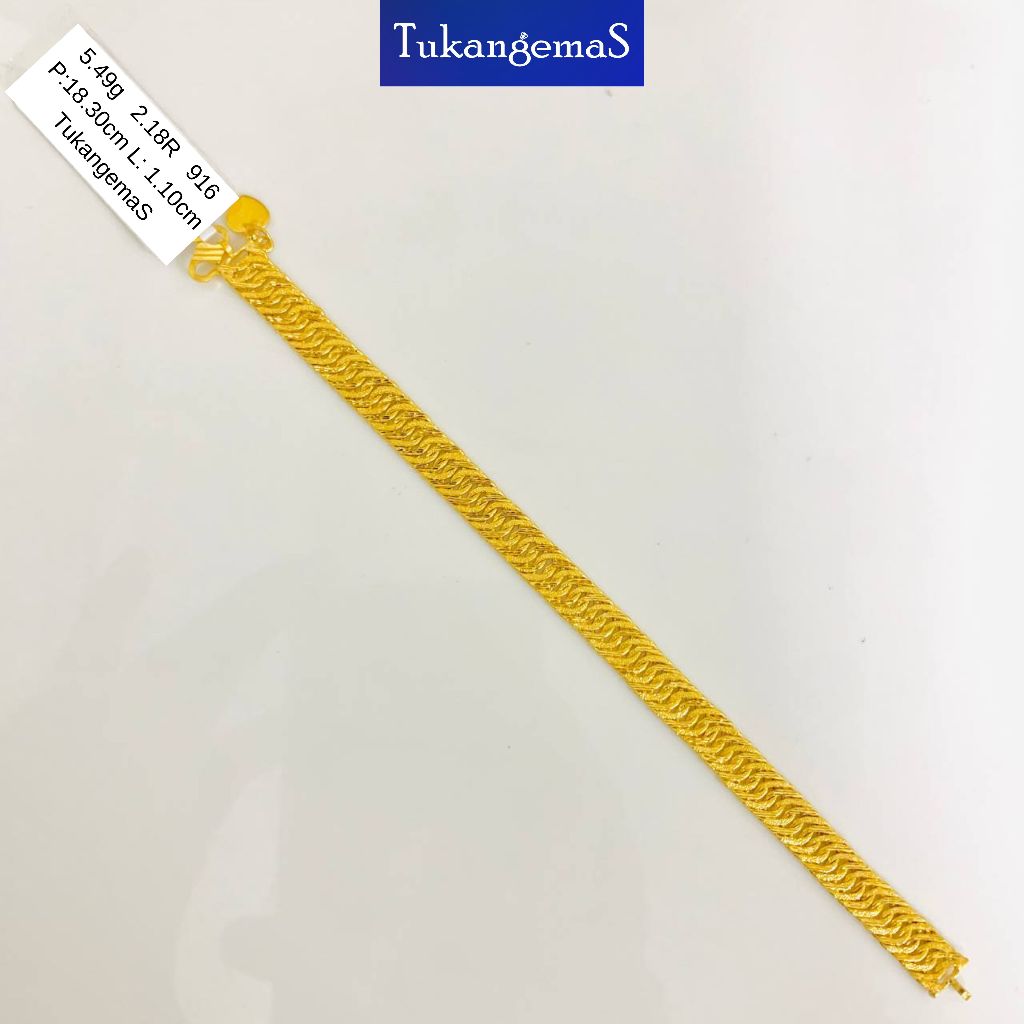 TukangemaS rantai tangan emas 916 lipan kait 3 emas916 original emas ...