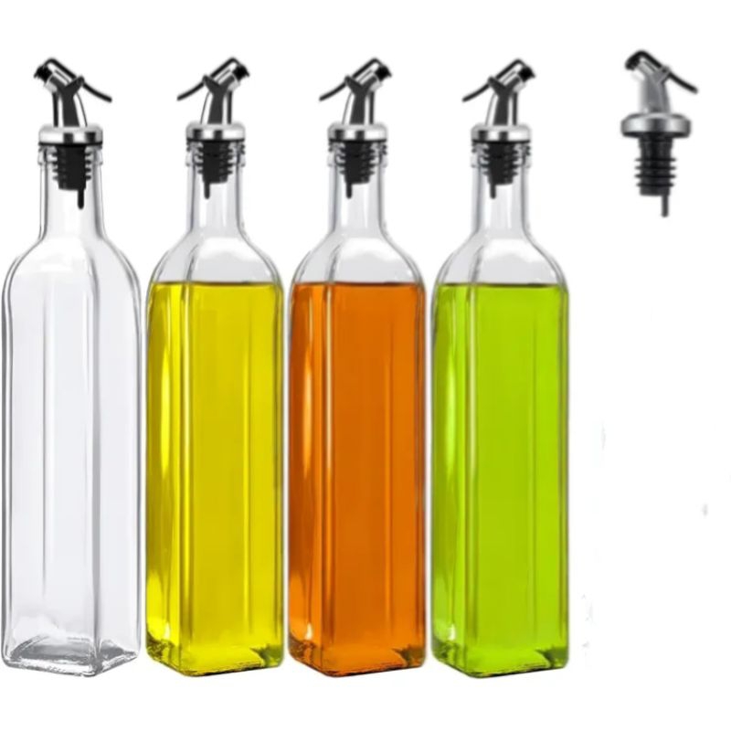 Oil Bottles for Kitchen, Square Tall Glass Oil Container, Oil dispenser ...